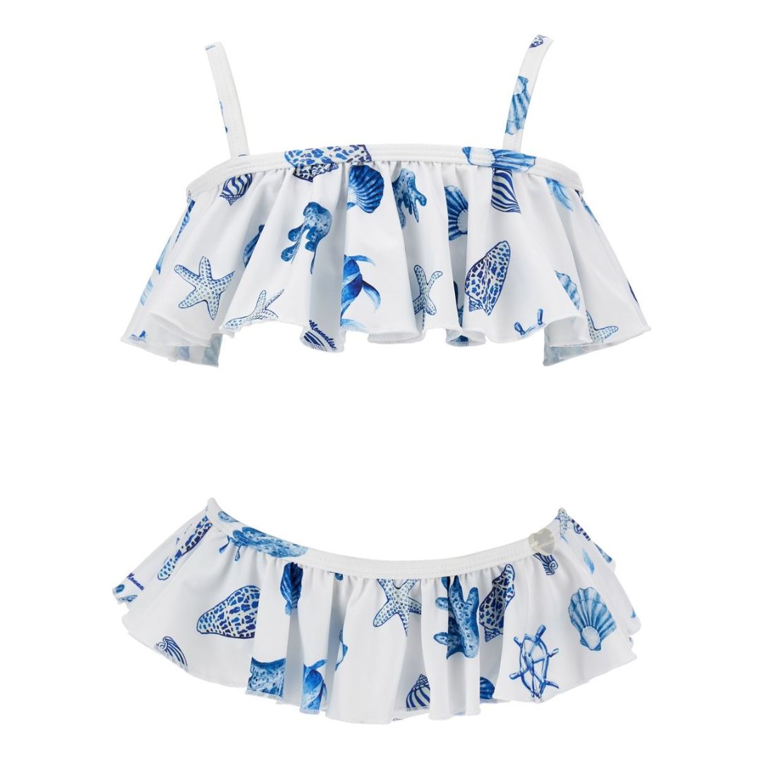 Monnalisa - White & Blue Frill Shell Bikini – Village Kids