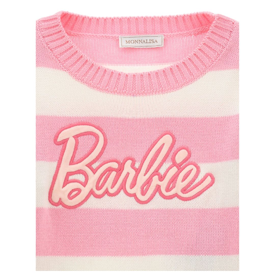 Monnalisa - Pink & Cream Striped 'Barbie' Jumper – Village Kids