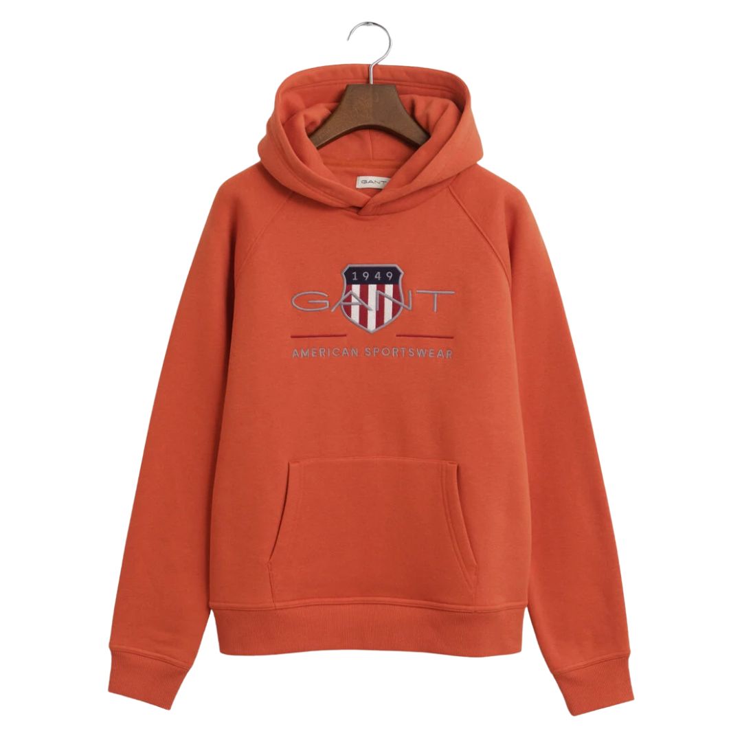 Gant - Deep Orange Shield Hoodie – Village Kids