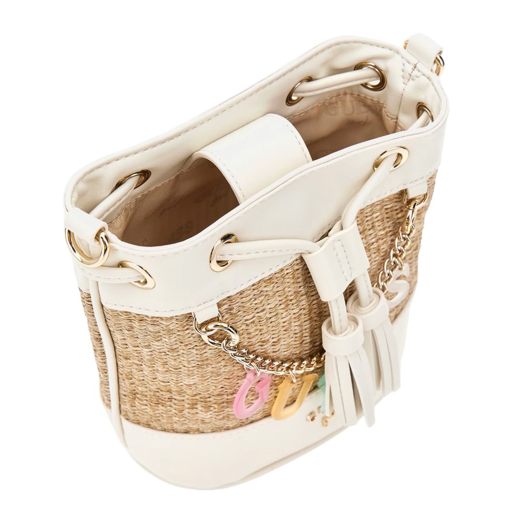 Guess - Cream Straw Bucket Bag – Village Kids