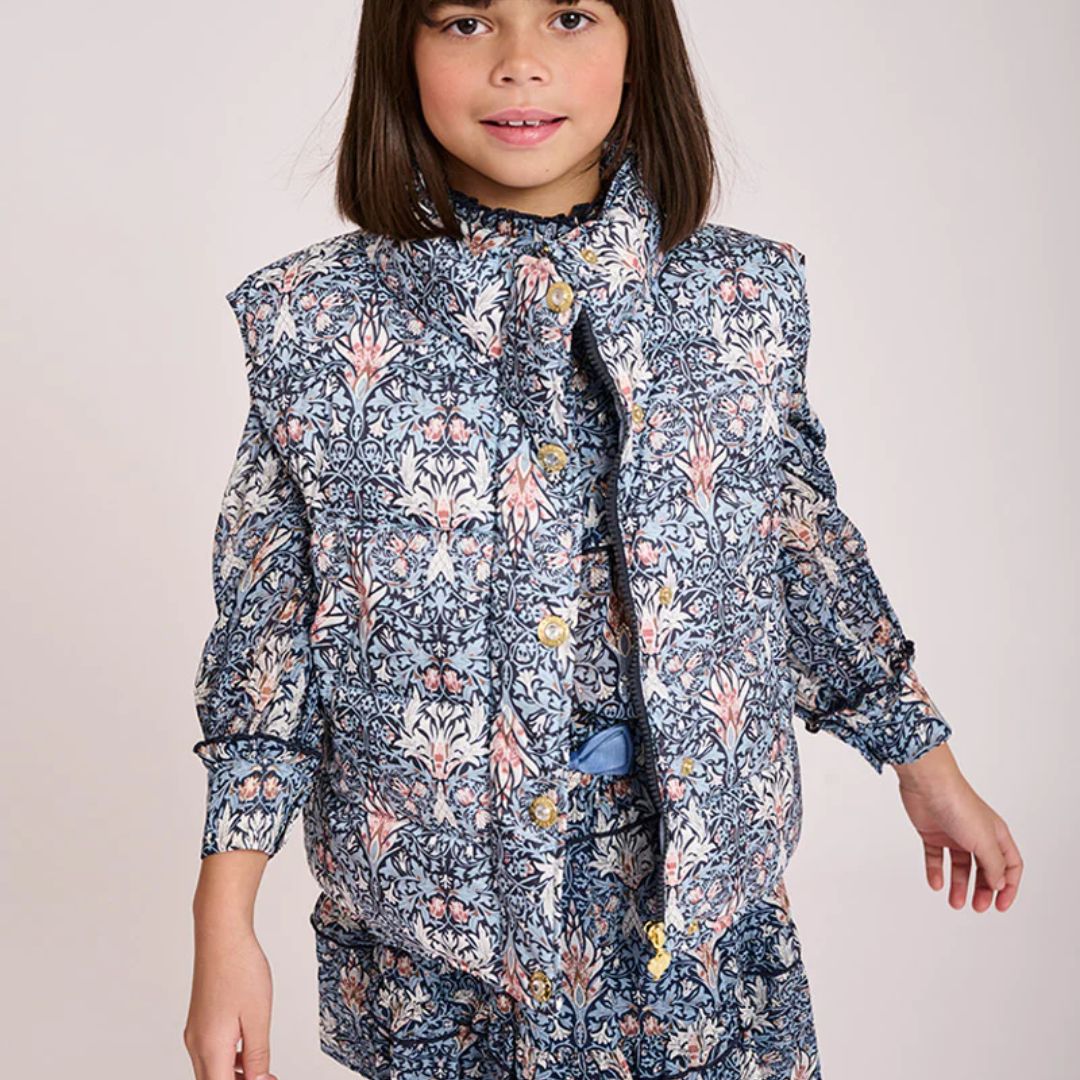 Angel's Face - Blue Floral Gilet – Village Kids